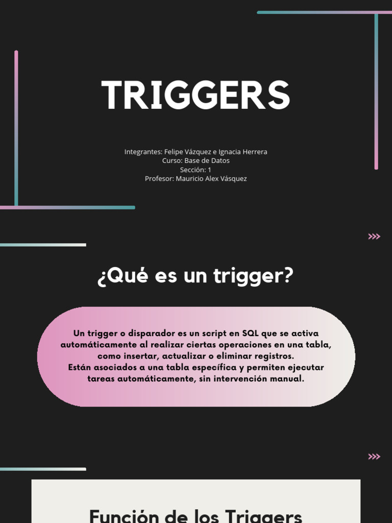 Tipos y Funciones de Triggers SQL | PDF