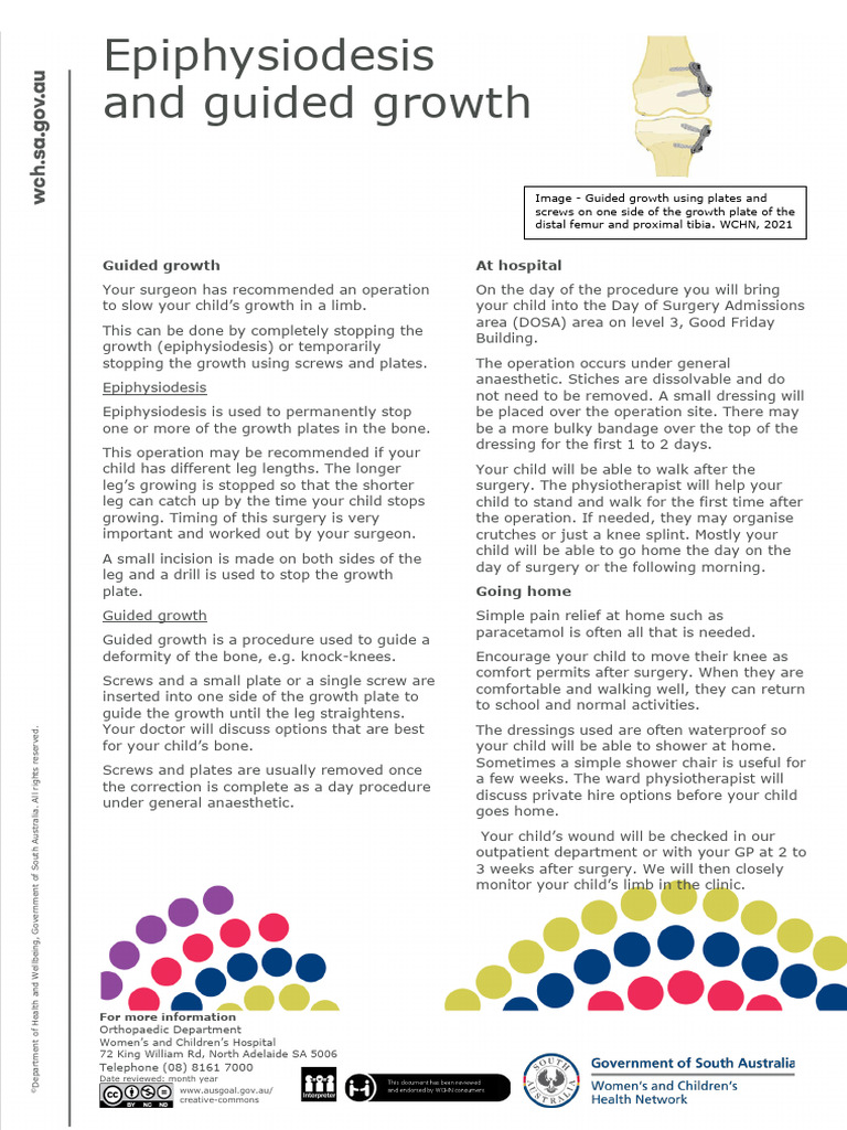 Epiphysiodesis and Guided Growth Fact Sheet | PDF | Surgery | Clinical ...