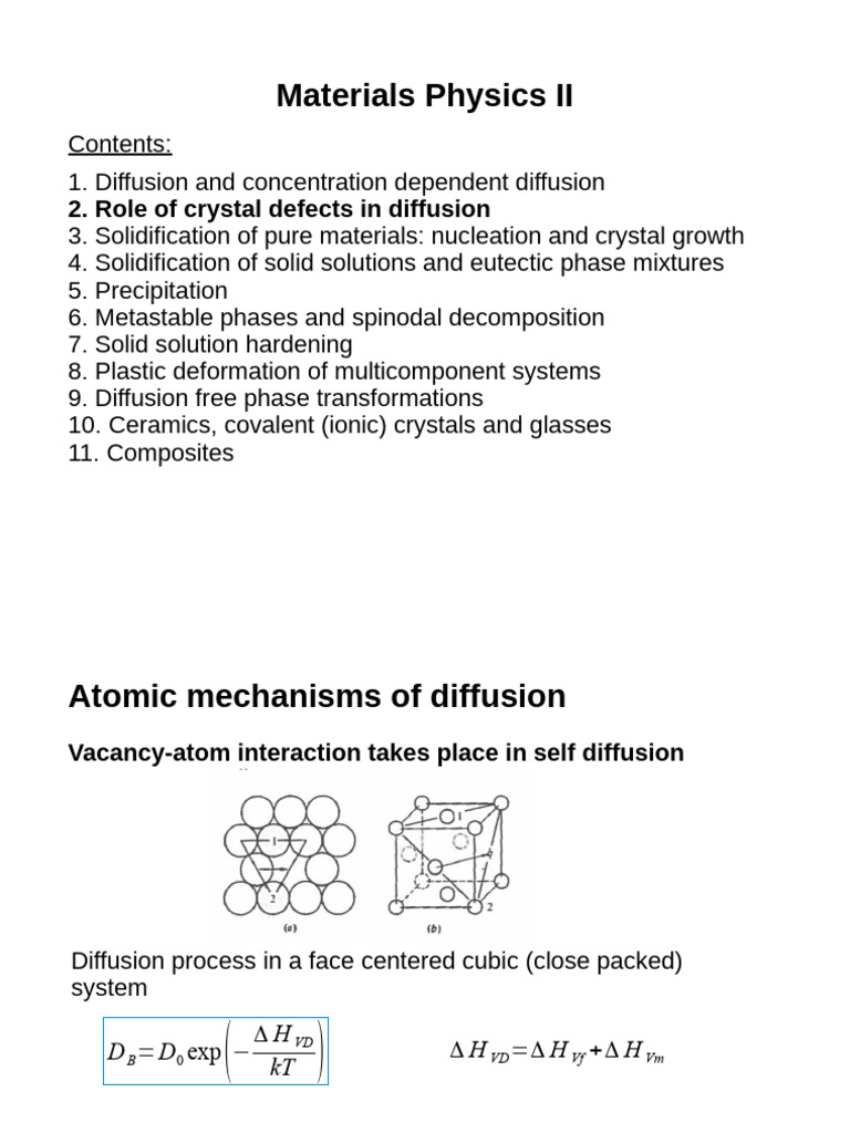 Lecture2 MaterPhysII Diffusion | PDF | Diffusion | Physical Sciences