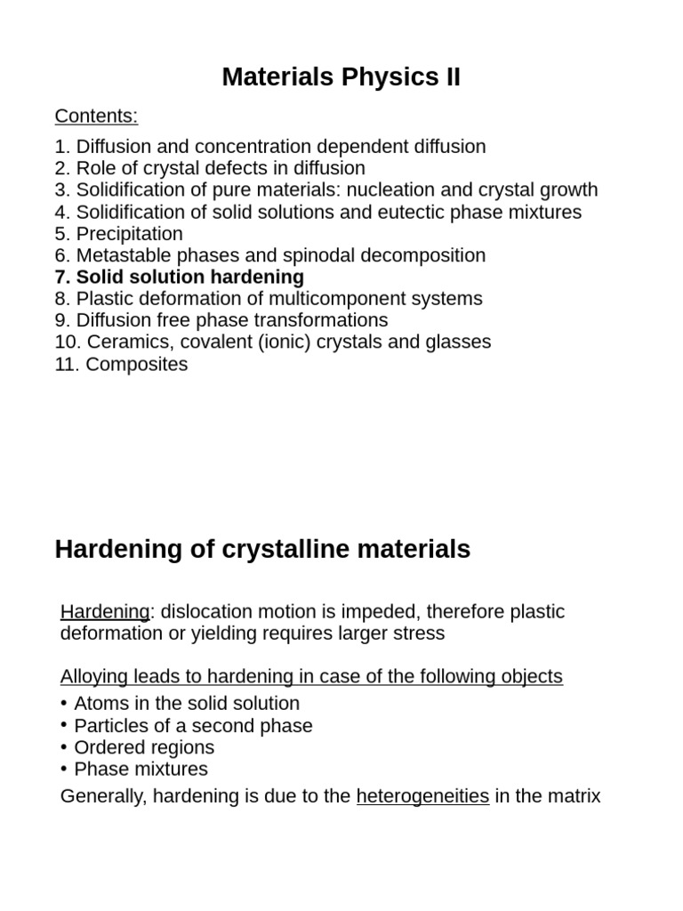 Lecture7 MaterPhysII Hardening | PDF | Materials | Materials Science