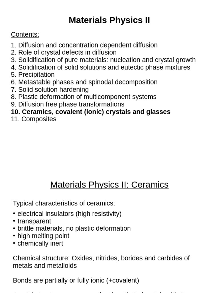 Lecture8 MaterPhysII Ceramics | PDF | Ionic Bonding | Ceramics