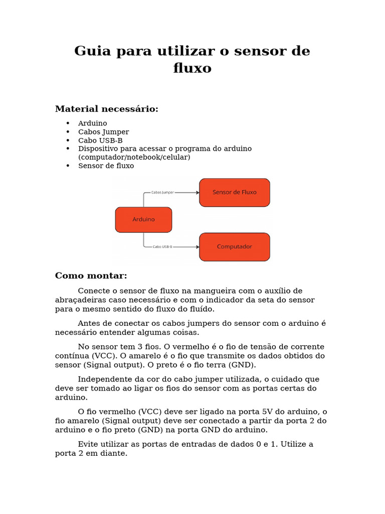 Guia para Utilizar o Sensor de Fluxo | PDF