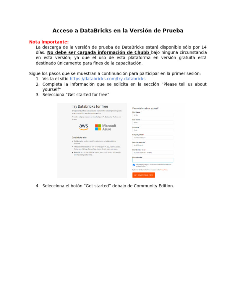 Versión de Prueba de Community Databricks | PDF