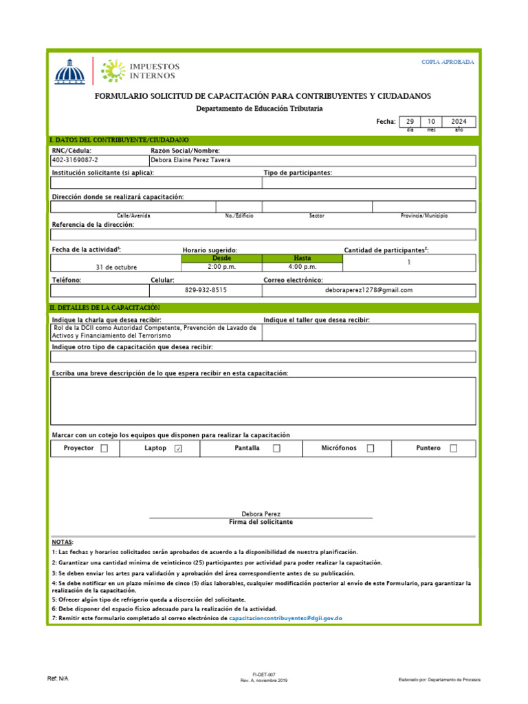 Solicitud DGII | PDF