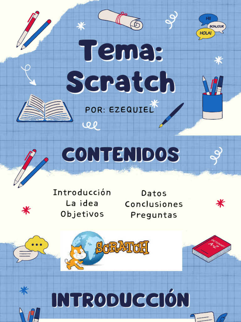 Presentación Proyecto Trabajo Creativo Infantil Doodle Azul | PDF | Scratch (lenguaje de ...