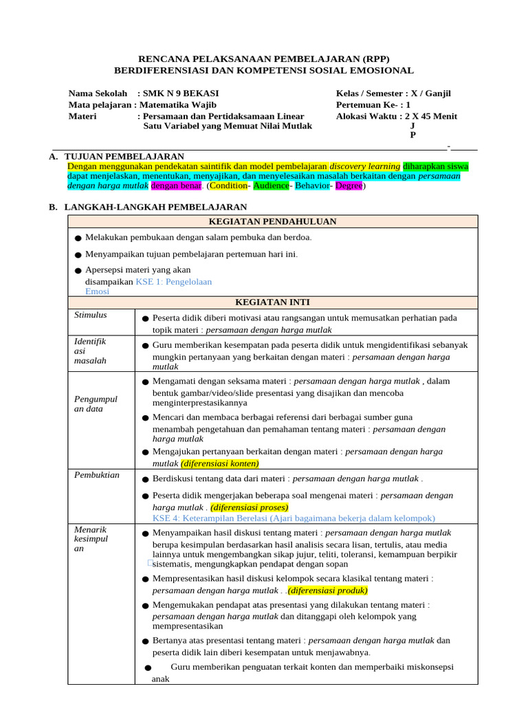 RPP Aghita Teknik Stop | PDF