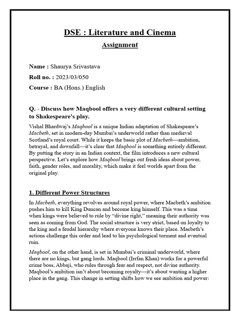 Shaurya-050-Assignment | PDF | Macbeth Shaurya-050-Assignment | PDF | Macbeth