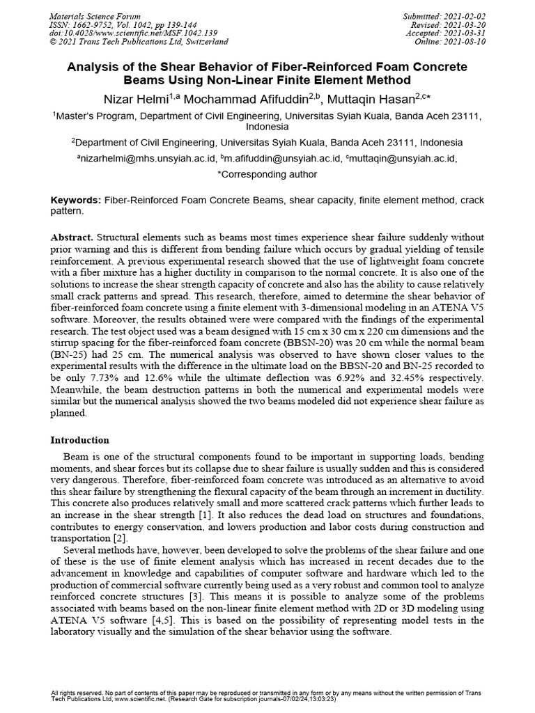 Analysis of The Shear Behavior of Fiber-Reinforced | PDF | Fracture ...