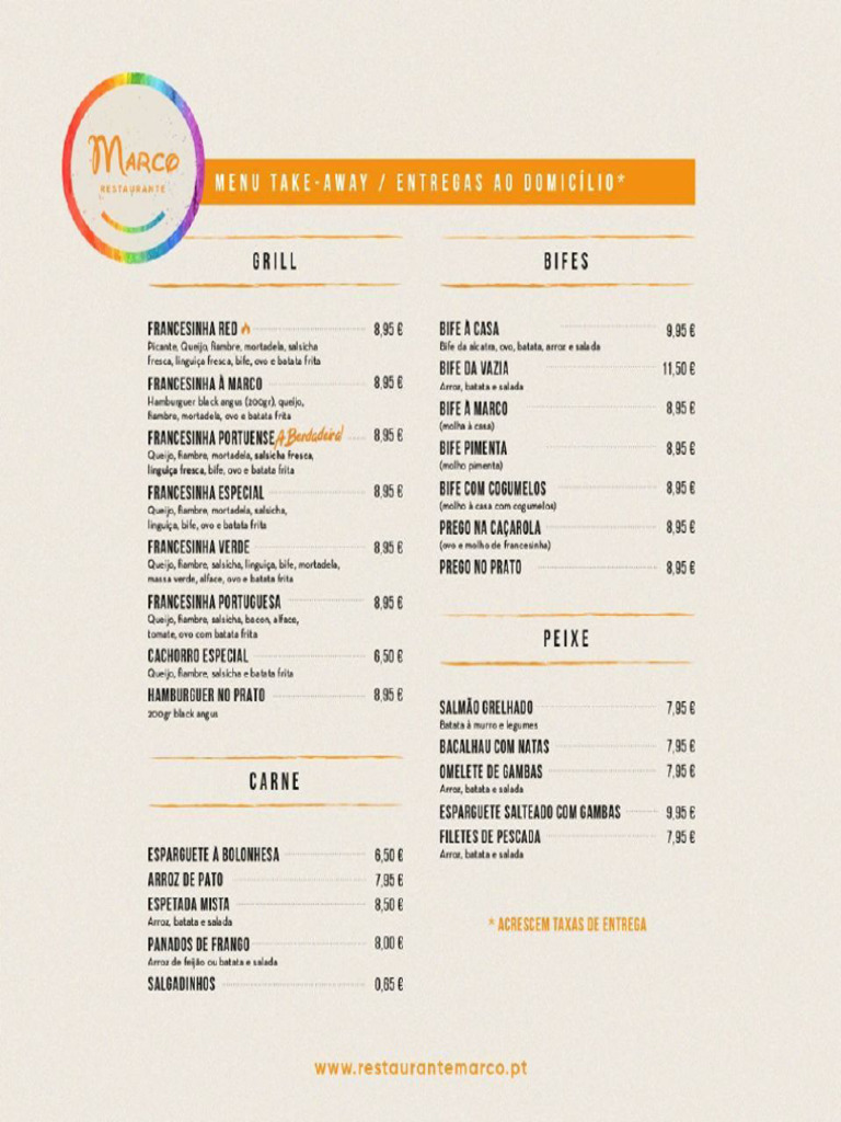 Marco Famalicao Menu | PDF