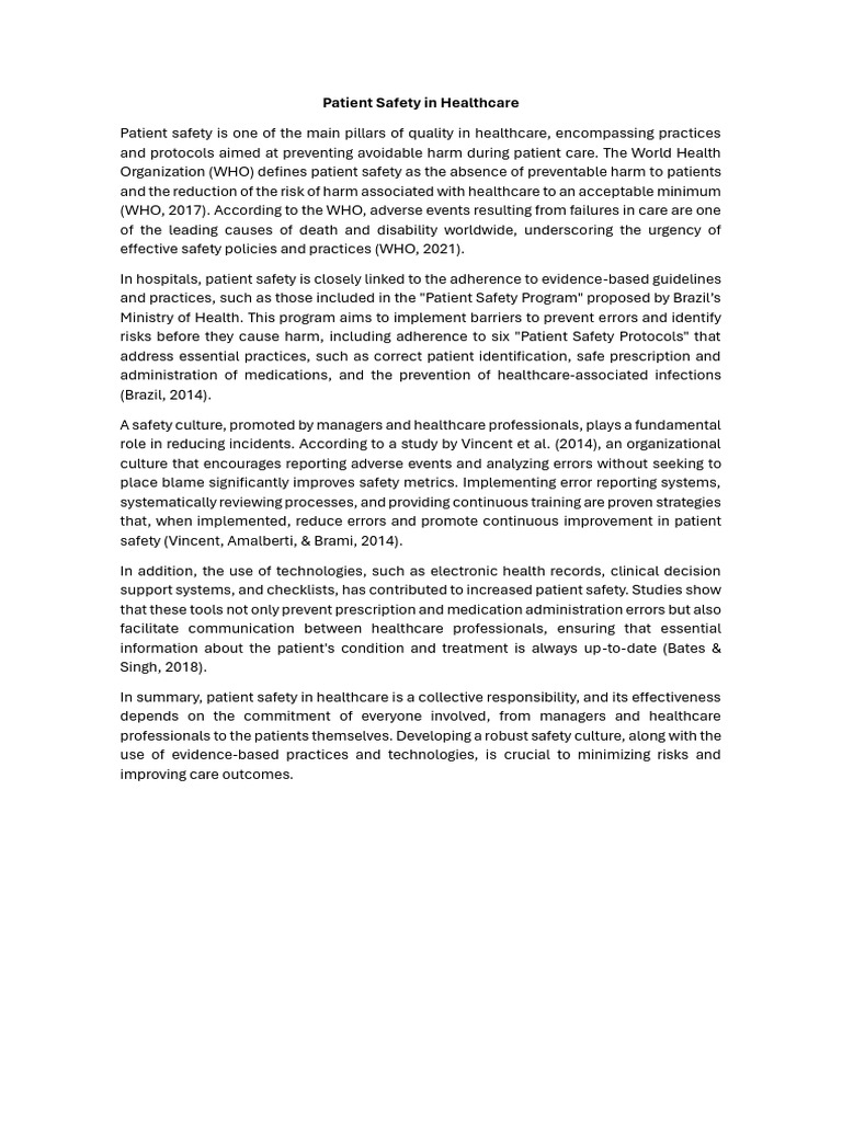 Enhancing Patient Safety in Healthcare | PDF | Patient Safety | Health Care