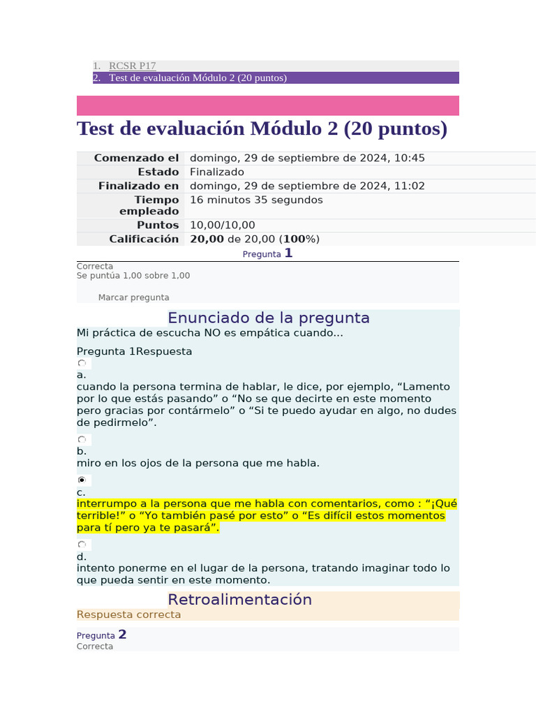 Test de Evaluación Módulo 2 | PDF