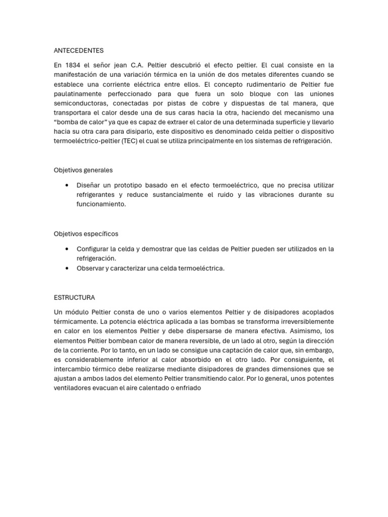 Celda Peltier | PDF | Conversión de energía | Termodinámica