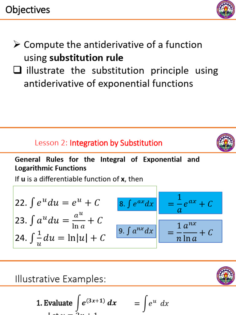 Quarter 4 L2.3 Substitution Rule of Indefinite Integrals Trans | PDF ...