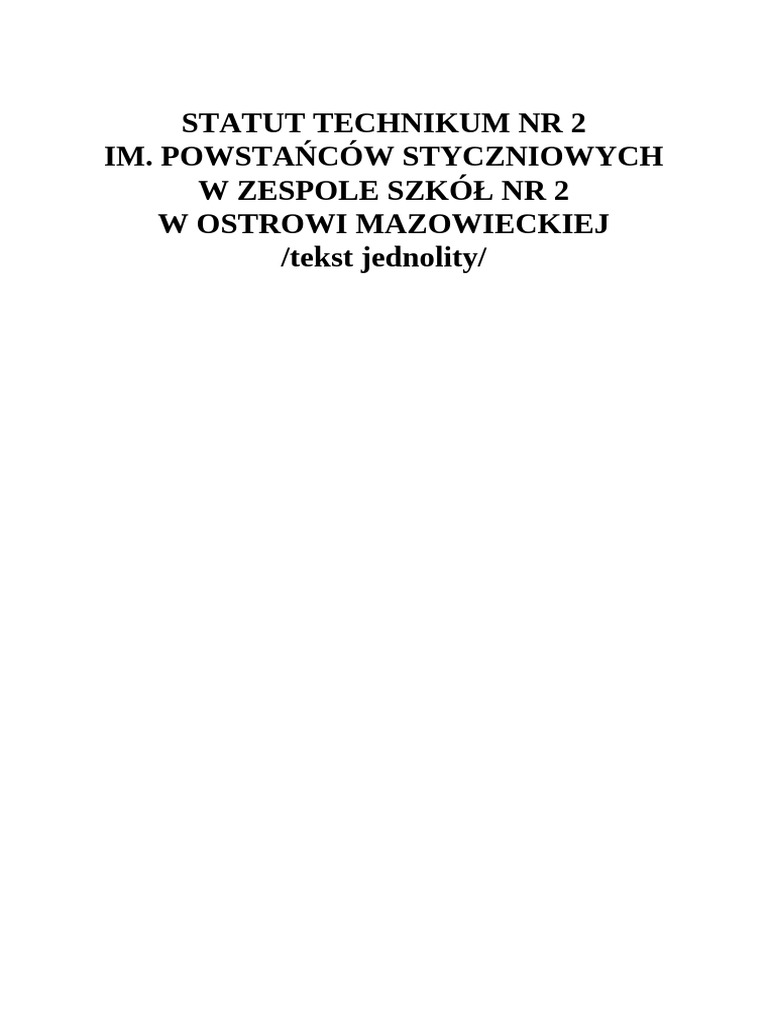 Statut Technikum NR 2 Po Uwagach 23.12.2022 | PDF