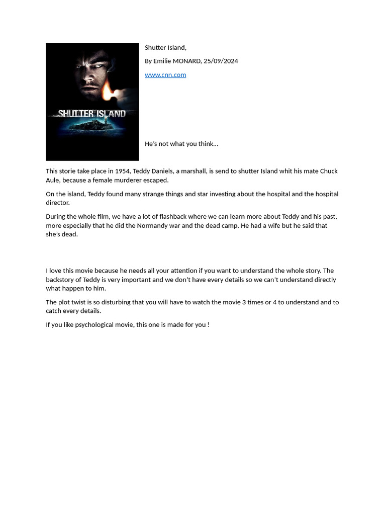 Shutter Island: A Psychological Thriller | PDF