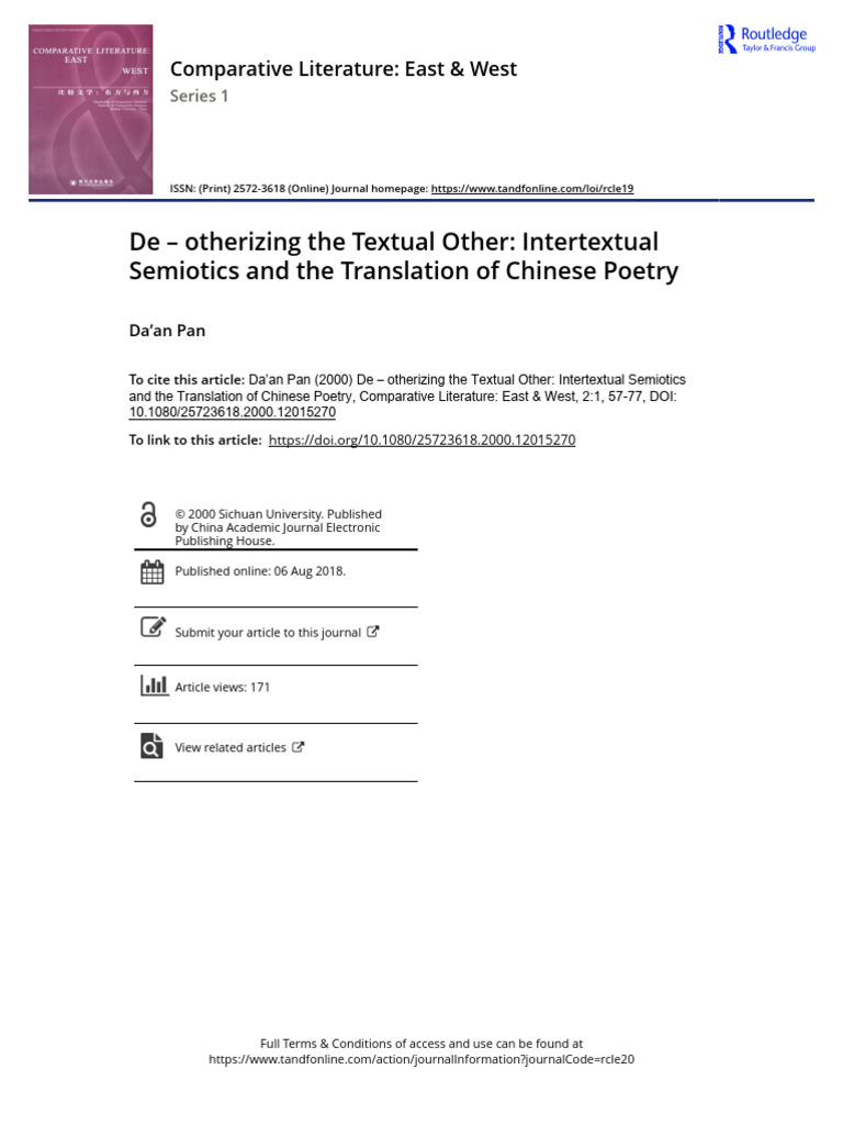 De Otherizing The Textual Other Intertextual Semiotics and The ...