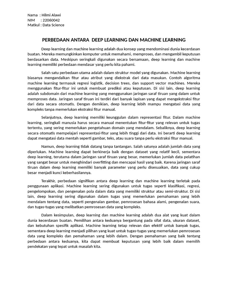 Perbedaan Deep Learning dan Machine Learning | PDF | Komputer