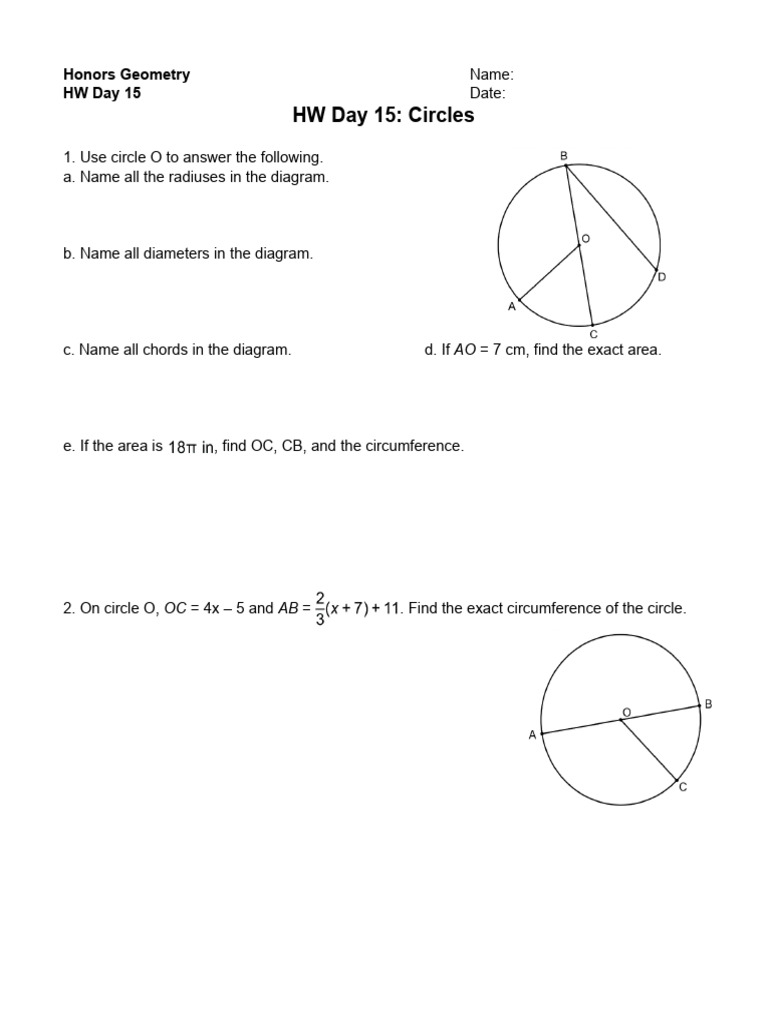 Honors Geometry: Circle Properties and Proofs | PDF | Teaching Methods ...
