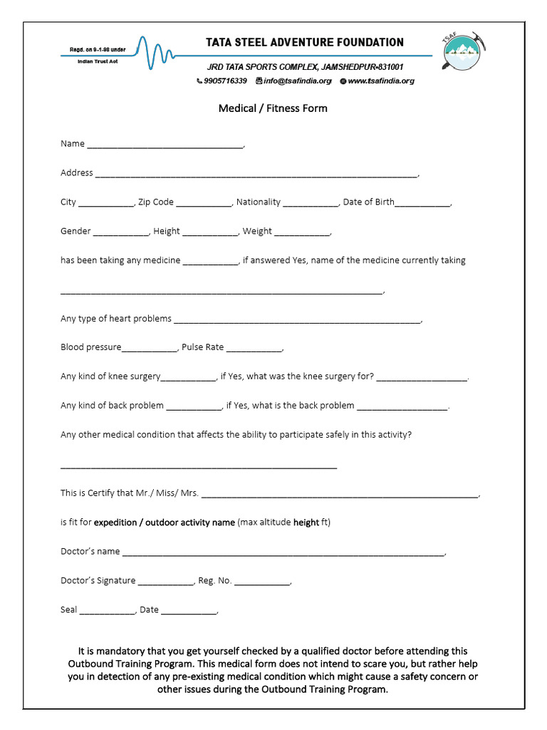 Medical Declaration TSAF 2024 Outbound | PDF | Self-Improvement