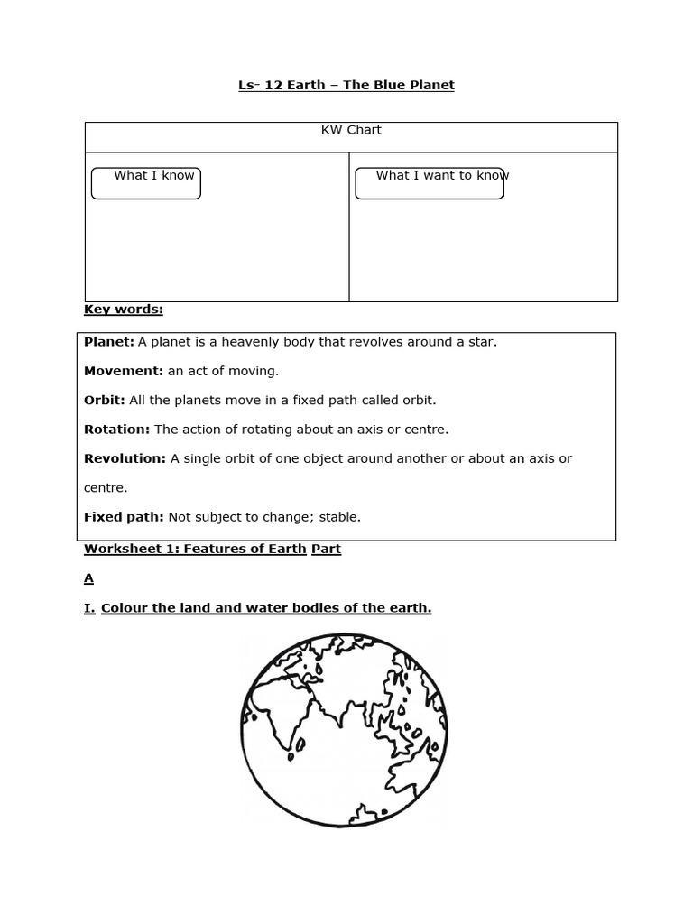 GR 3 Ls 12 Earth The Blue Planet Notes | PDF | Rotation | Earth