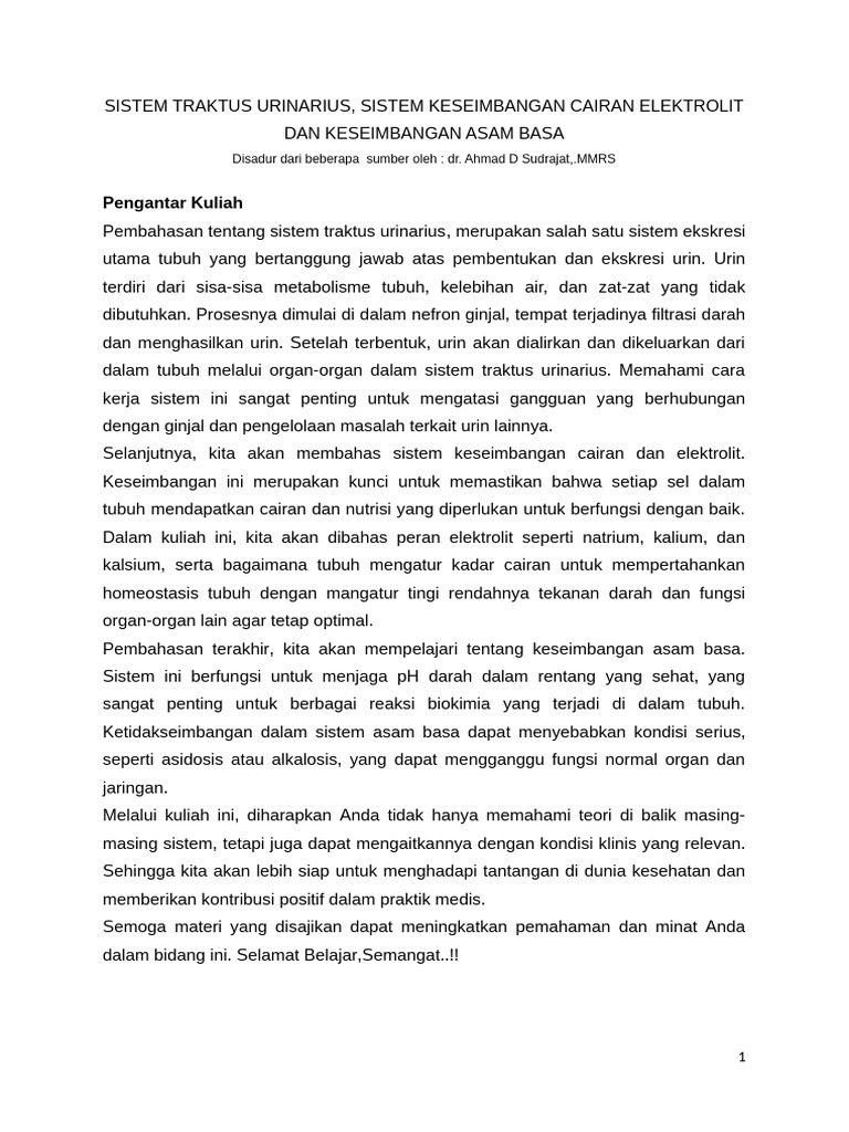 Sistem Traktus Urinarius dan Fungsinya | PDF