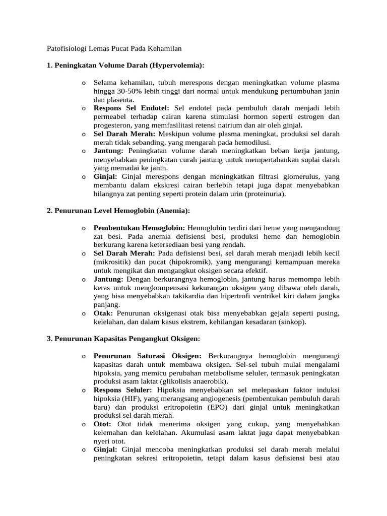 Patofisiologi Lemas Pucat Pada Kehamilan | PDF | Perjalanan | Kesehatan ...