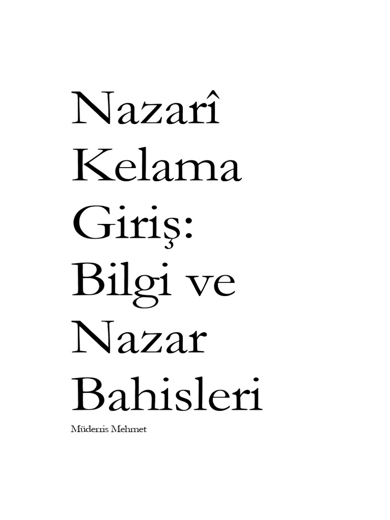 Nazari Kelama Giris 1 Pdf