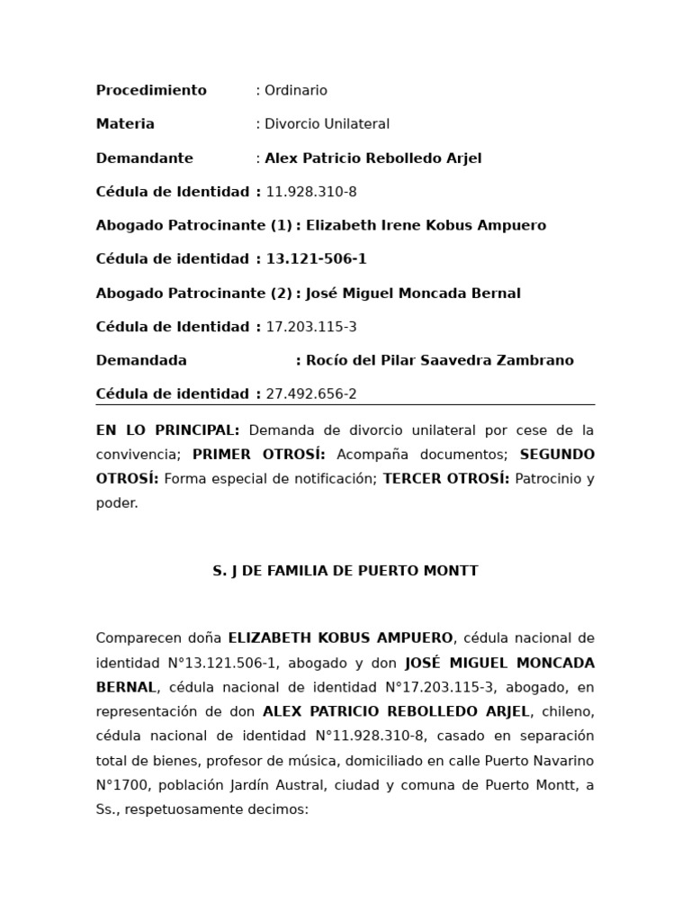 Formato Divorcio Unilateral 2024 | PDF | Divorcio | Instituciones sociales