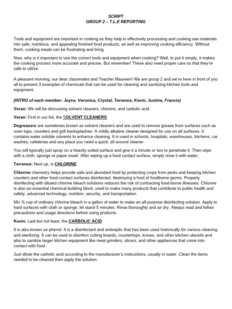 Script Tle | PDF | Disinfectant | Bleach