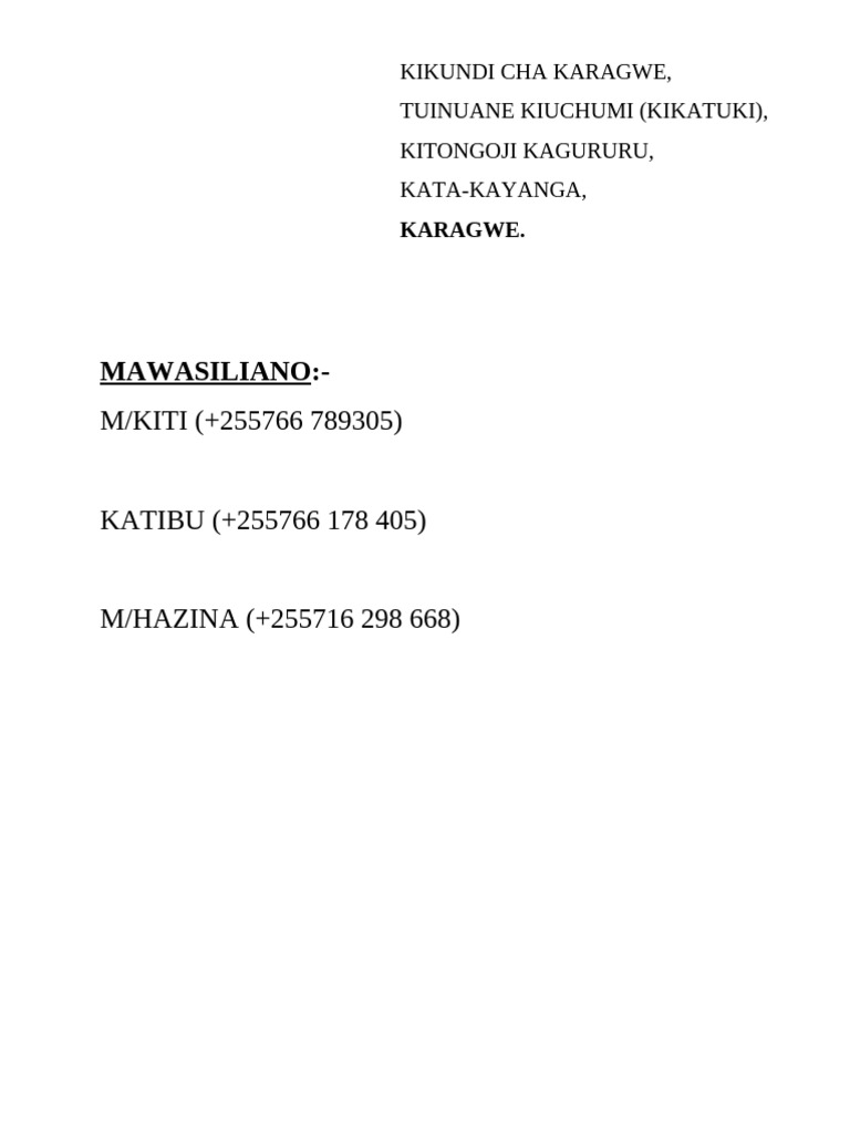 Katiba Ya Kikundi | PDF