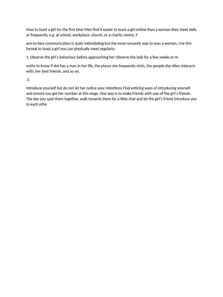 Tips for Toasting a Girl in Person | PDF
