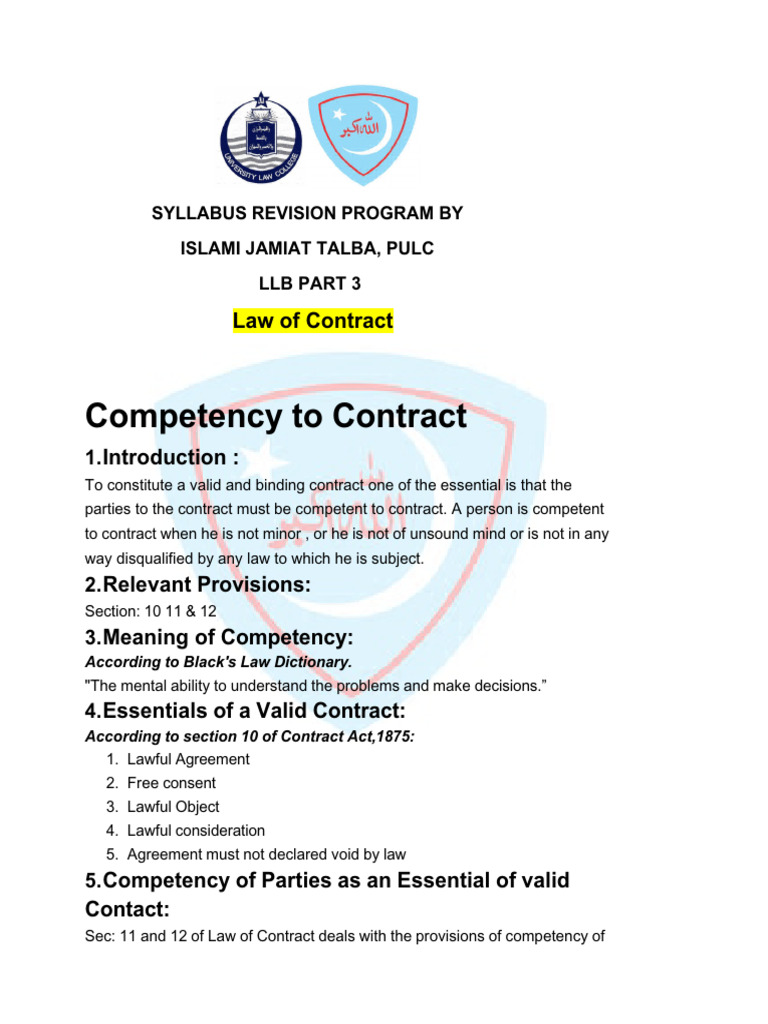 Competency to Contract | PDF | Tort | Estoppel