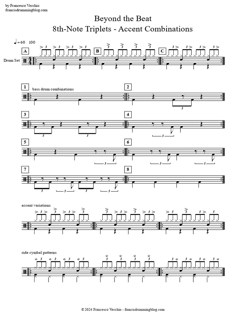 8th-Note Triplets - Accent Combinations | PDF | Drumming | Rhythm And Meter