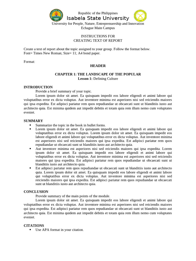 TOR Format and Masterlist of Report | PDF