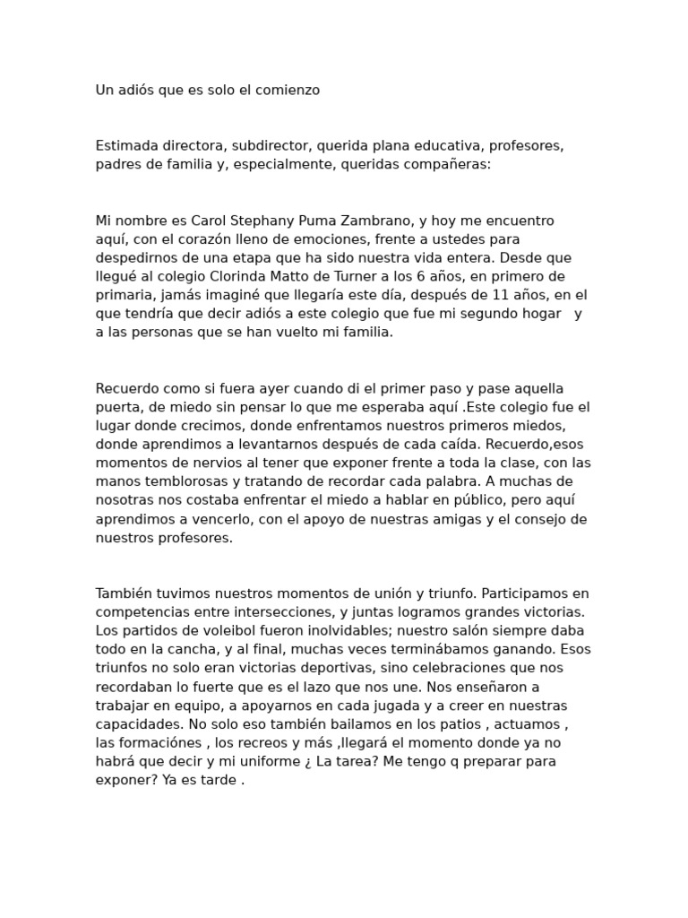 Un Adiós Que Es Solo El Comienzo | PDF | Artes del Lenguaje y ...