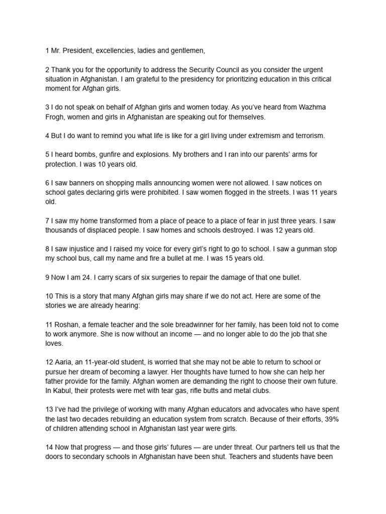 Urgent Call for Afghan Girls' Education | PDF | Afghanistan | United ...