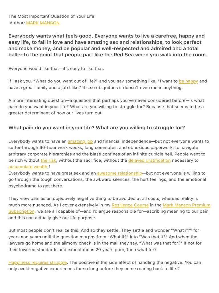 The Most Important Question of Your Life | PDF | Psychology