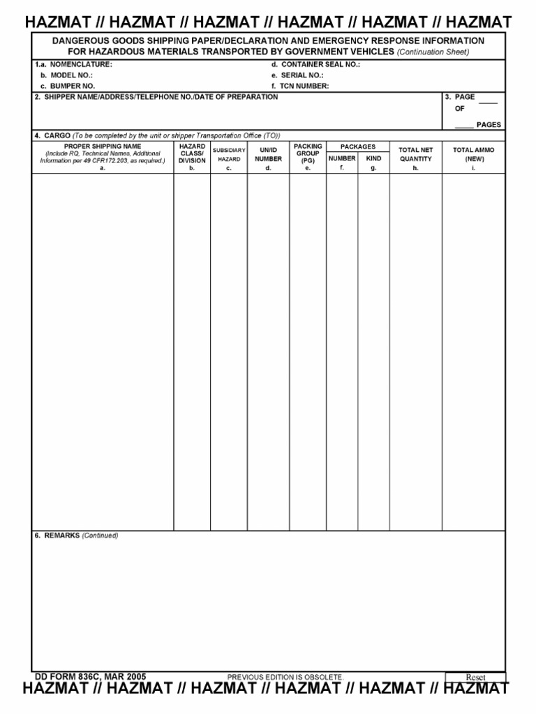 DD 836C Dangerous Goods Shippin - DoDz | PDF | Law | Technology & Engineering