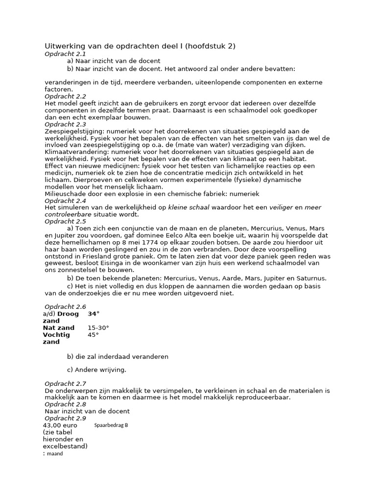 Uitwerking Van de Opdrachten Deel I | PDF