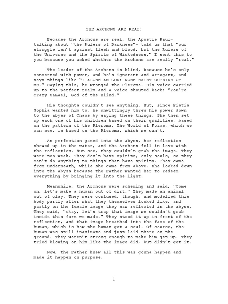 The Archons Are Real | PDF | Cain And Abel | Christianity
