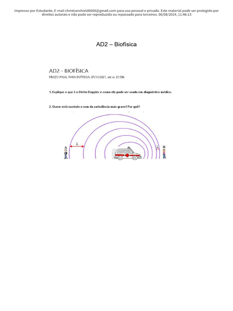 AD2 - Biofísica (Questões) 2021 2 - Passei Direto | PDF
