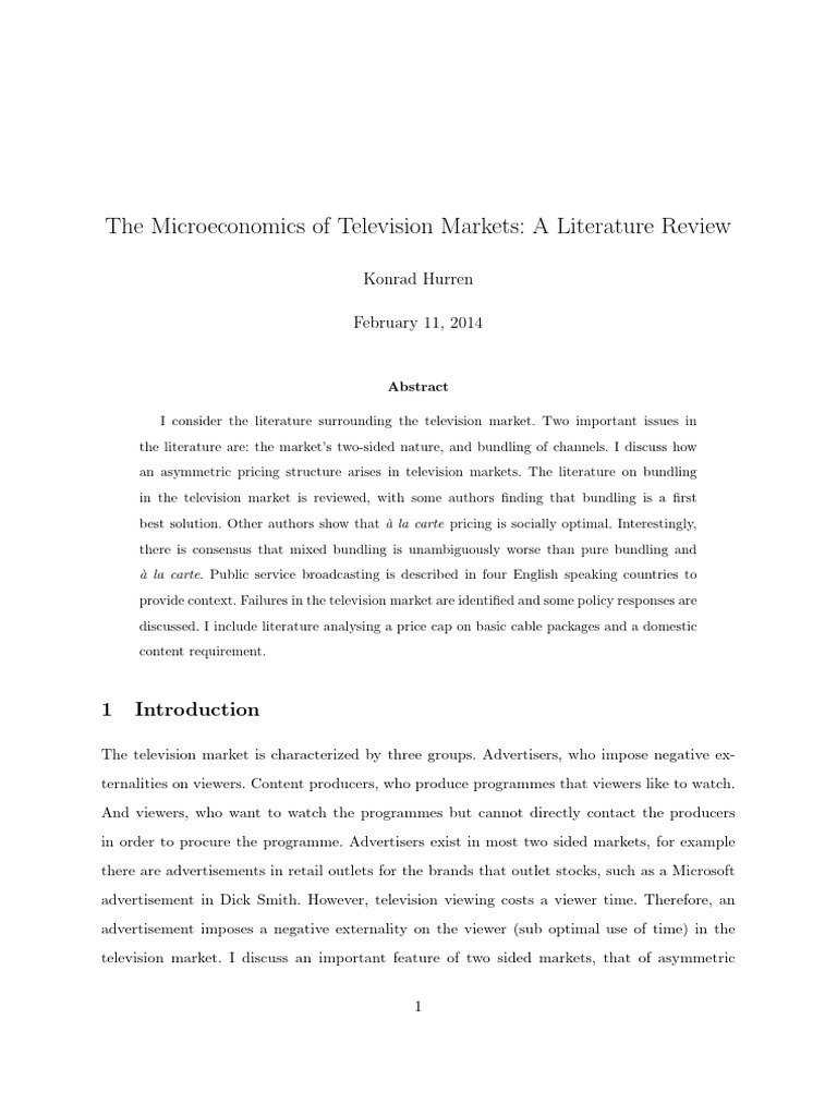 The Microeconomics of Television Markets | PDF | Demand Curve | Demand