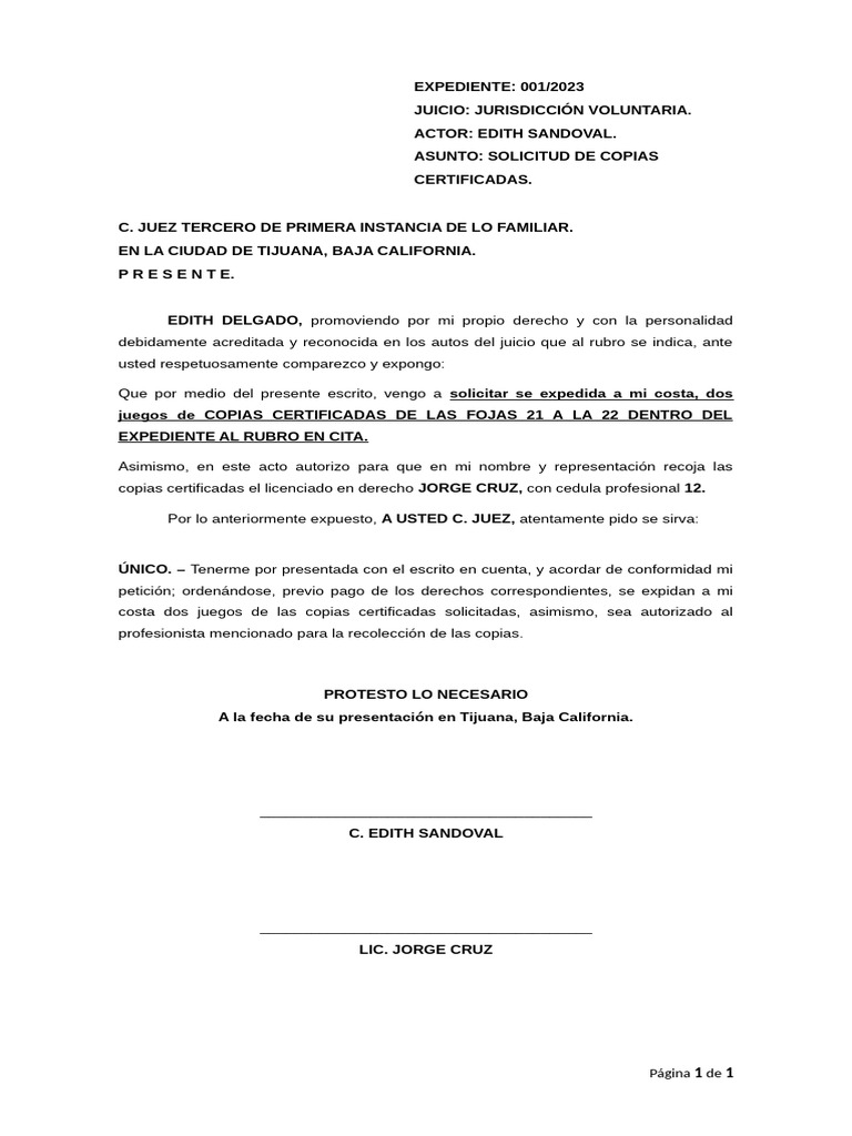 Solicitud de Copias Certificadas de Sentencia | PDF | Derecho