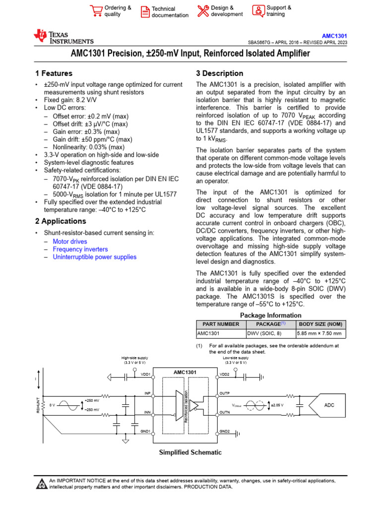 Amc 1301 | PDF | Electrostatic Discharge | Power Supply