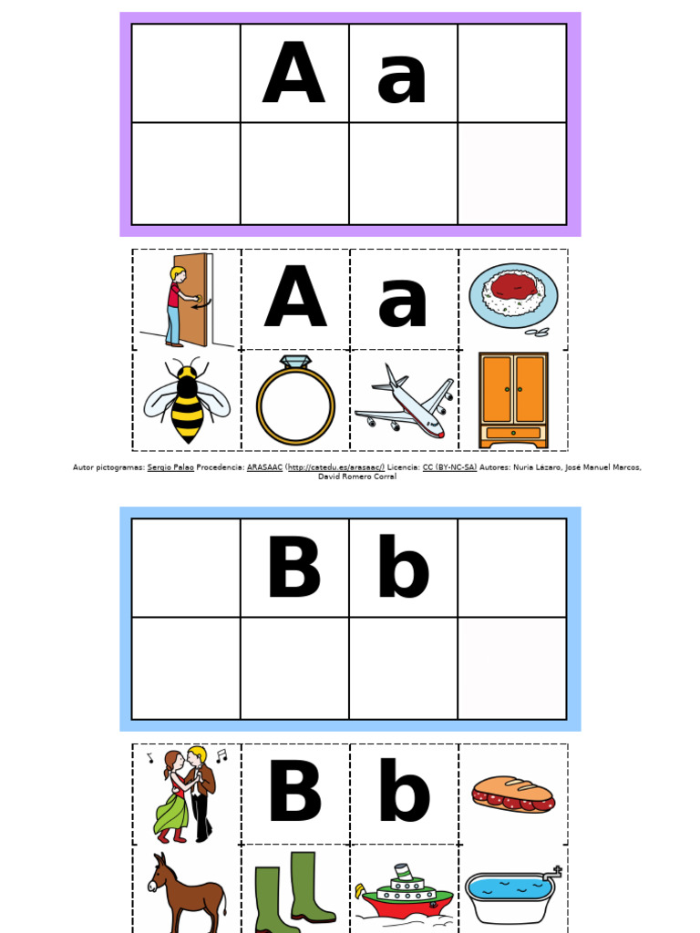 Abecedario Con Pictogramas Letra Cursiva | PDF | Colación | Grafemas