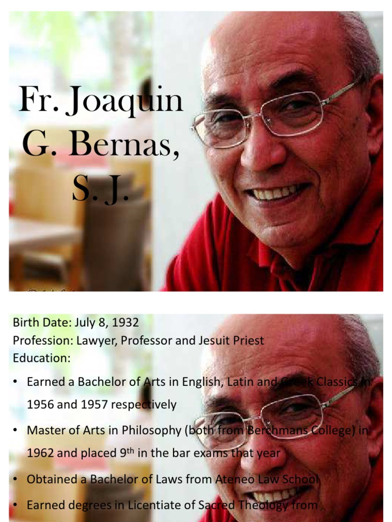 Fr. Joaquin G. Bernas - Renowned Filipino Lawyer, Jesuit Priest, and ...