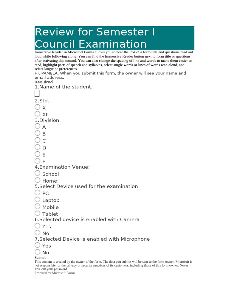 Review For Semester I Council Examination | PDF | Career & Growth