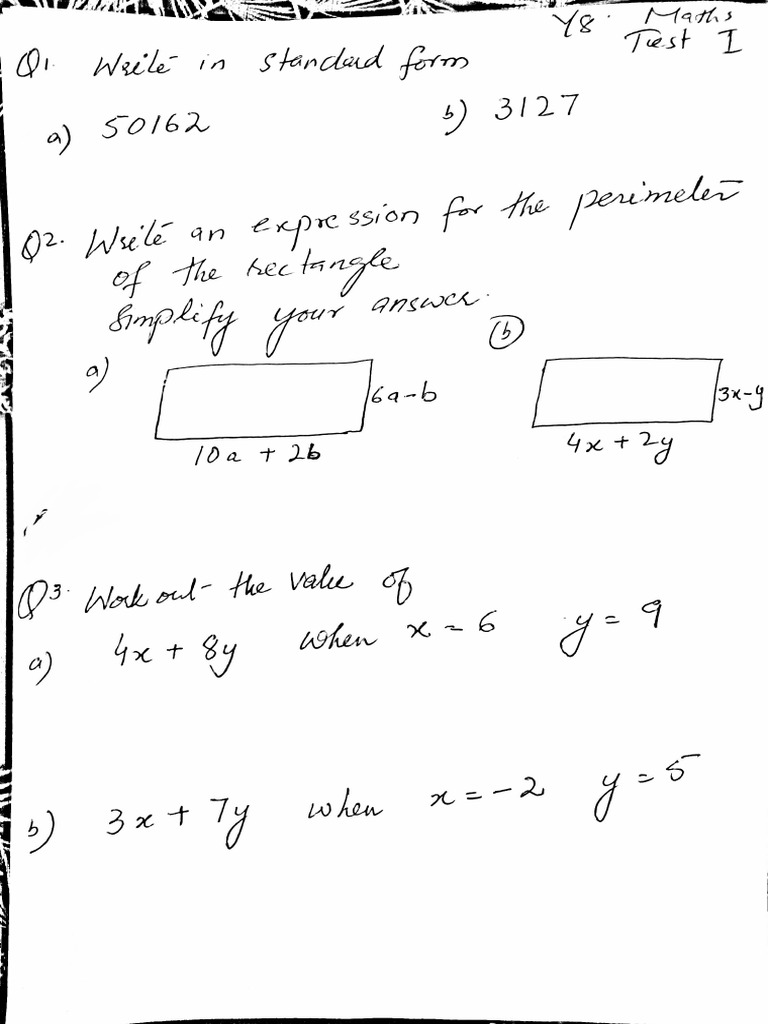 Y8 Test 1 Practice by Sumera | PDF