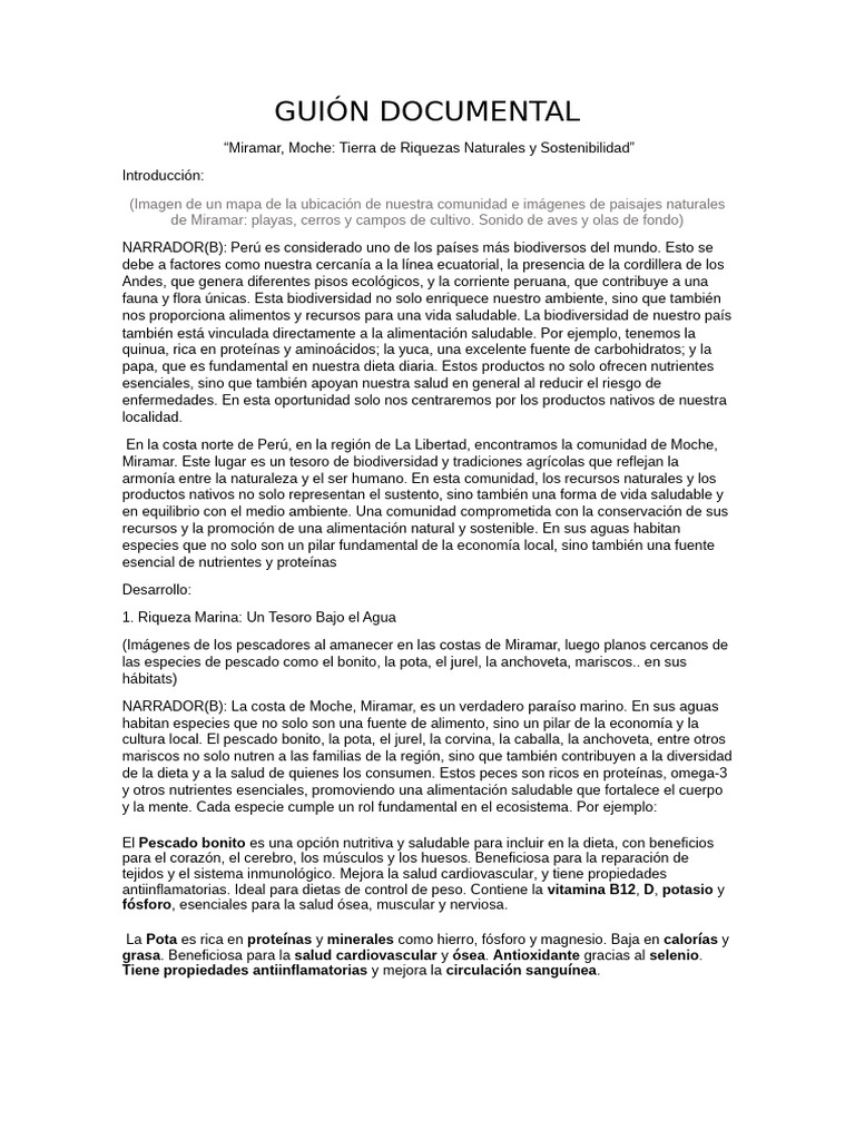 Guión Documental 2-1 | PDF | Alimentos | Maíz
