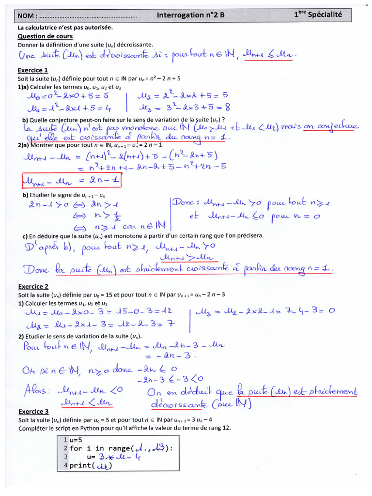 1 SPE Interro 2B Corrigé | PDF